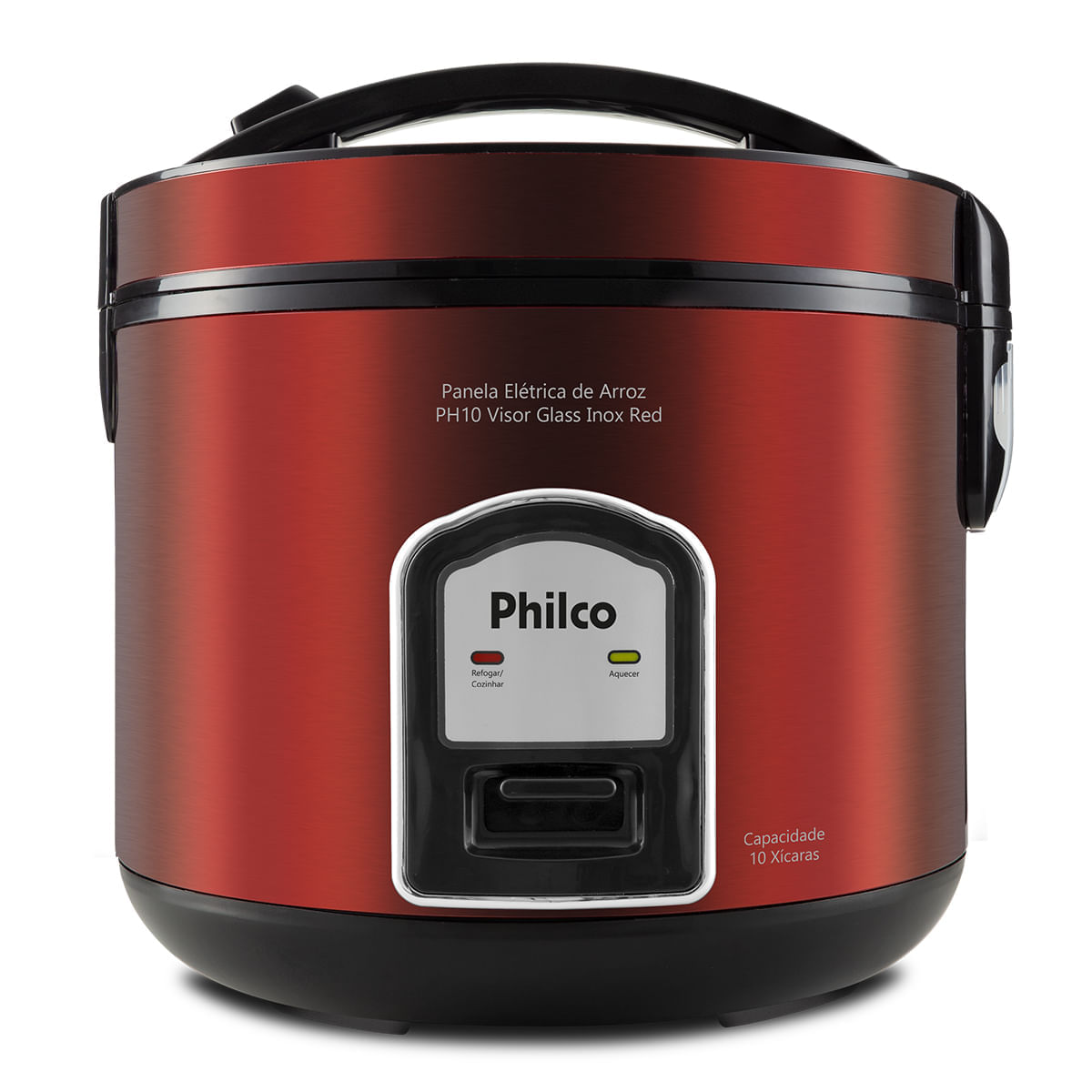 Panela Elétrica de Arroz Philco PH10 Visor Glass Inox Red 10 Xícaras ...
