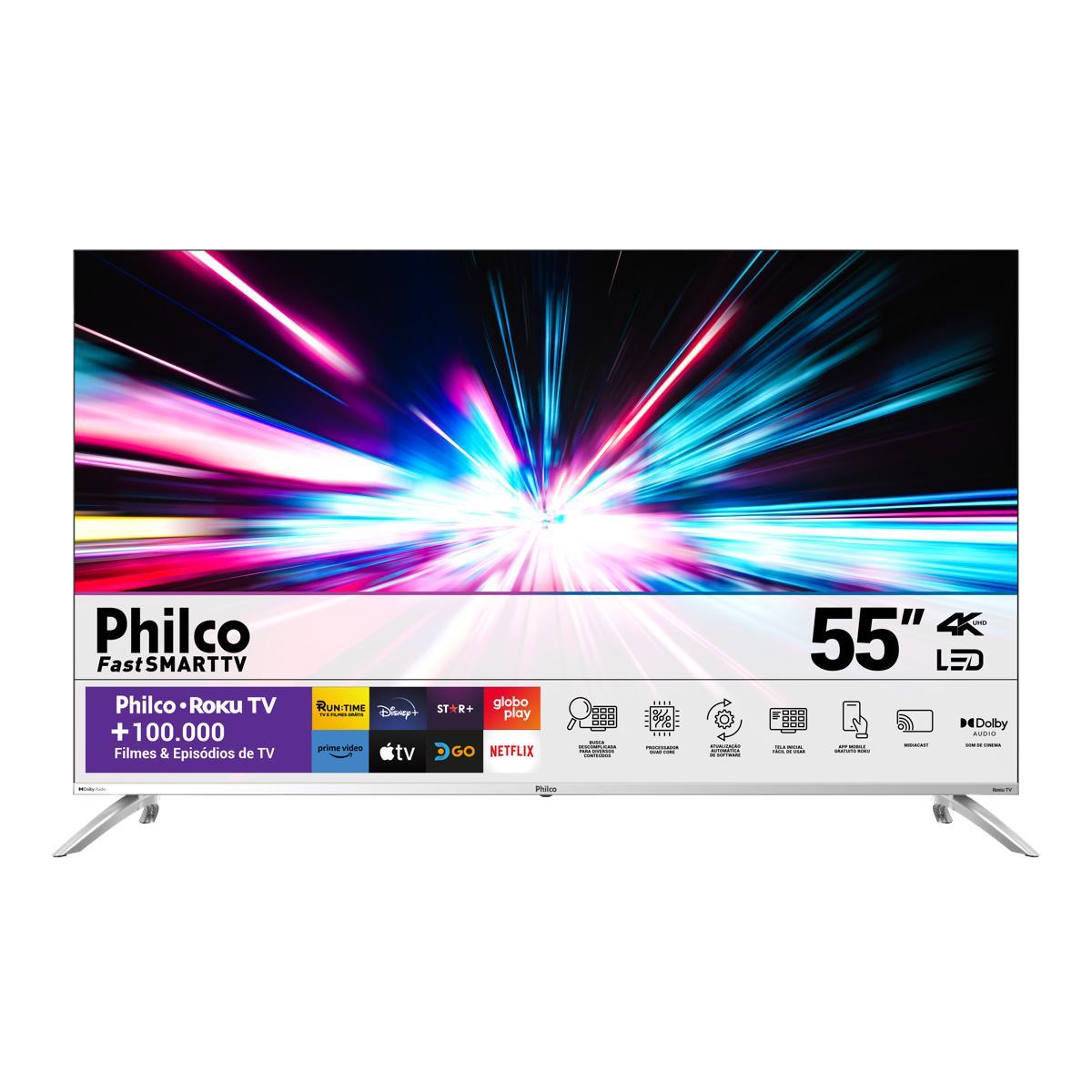 Smart TV 55” Philco LED Roku TV Dolby Áudio PTV55G7PR2CSB - Loja Oficial Philco ...