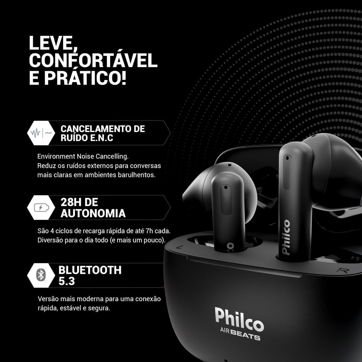 Fone de ouvido Philco Extreme Bluetooth PFI200P Air Beats - Loja ...